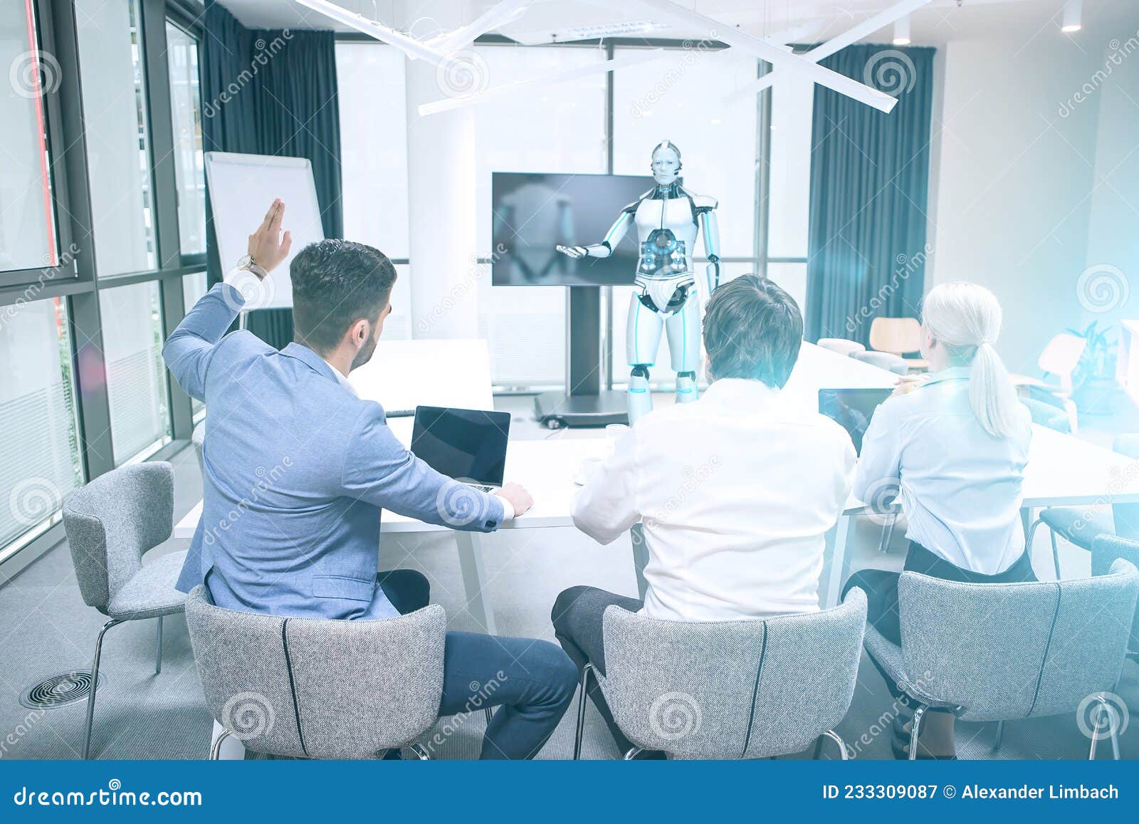 Business Meeting with a Humanoid Robot Stock Image - Image of future ...