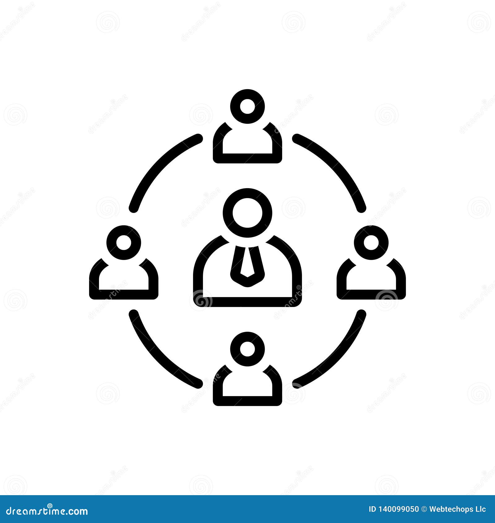 Black Line Icon for Business Meeting, Network and Connection Stock ...