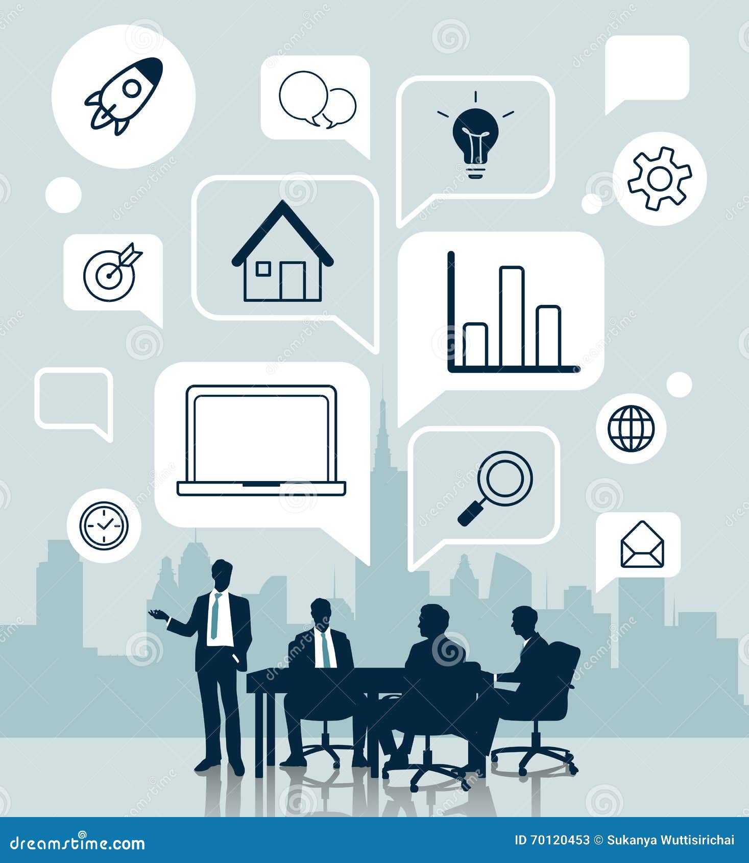 Business Meeting with Icon for Business Concept. Stock Vector ...