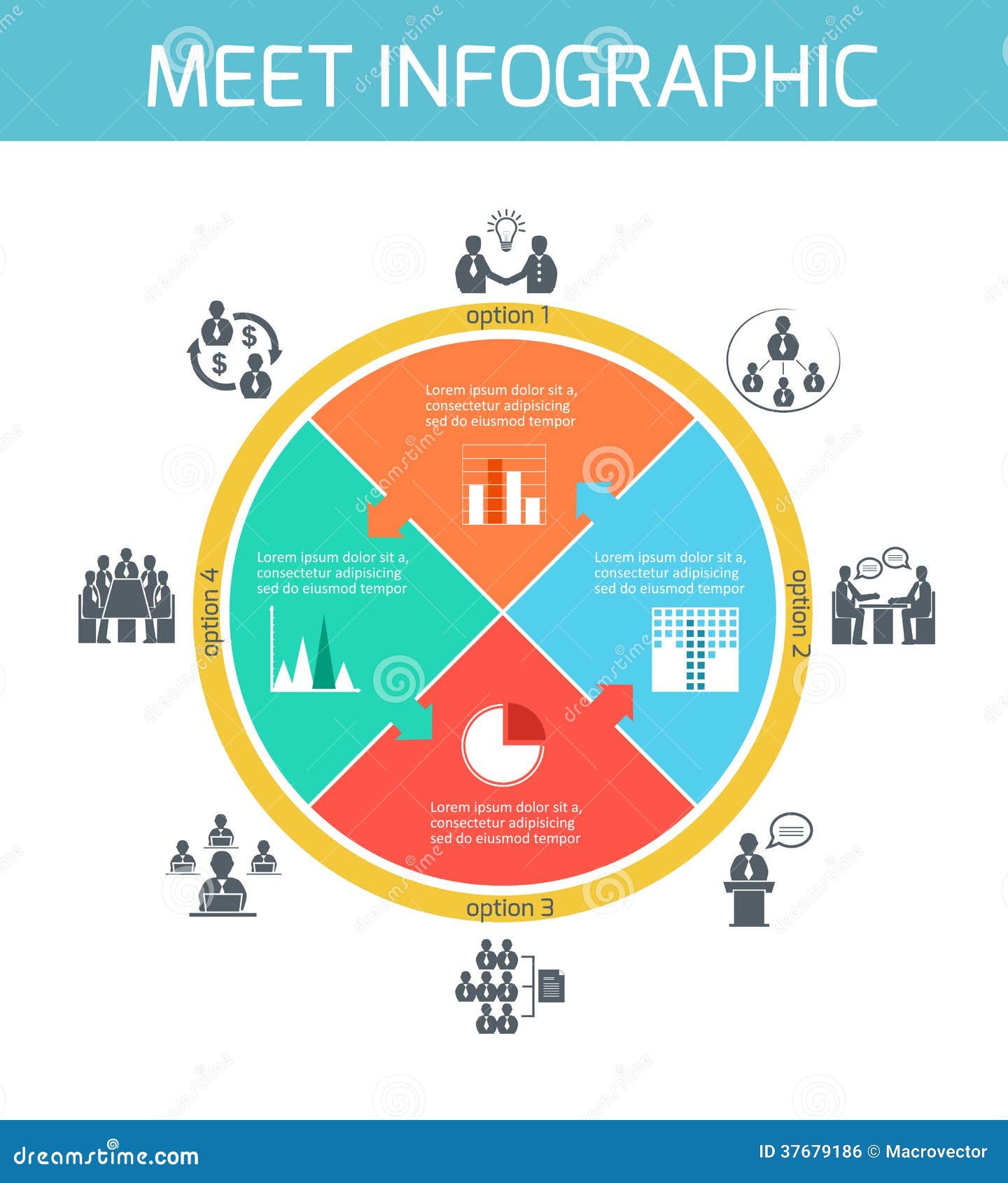 Business Meeting Infographics Stock Vector - Illustration of interface ...