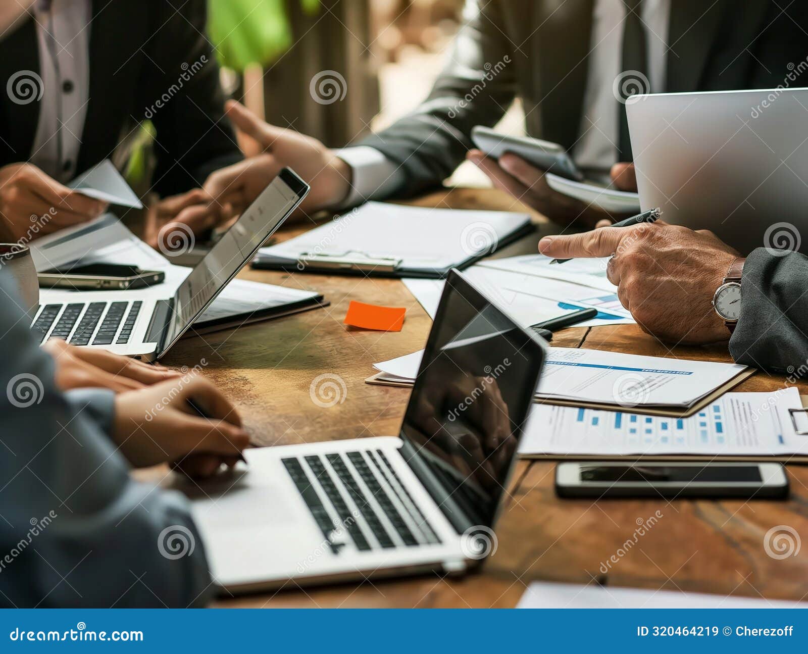Business Meeting with Laptops and Documents Stock Illustration ...