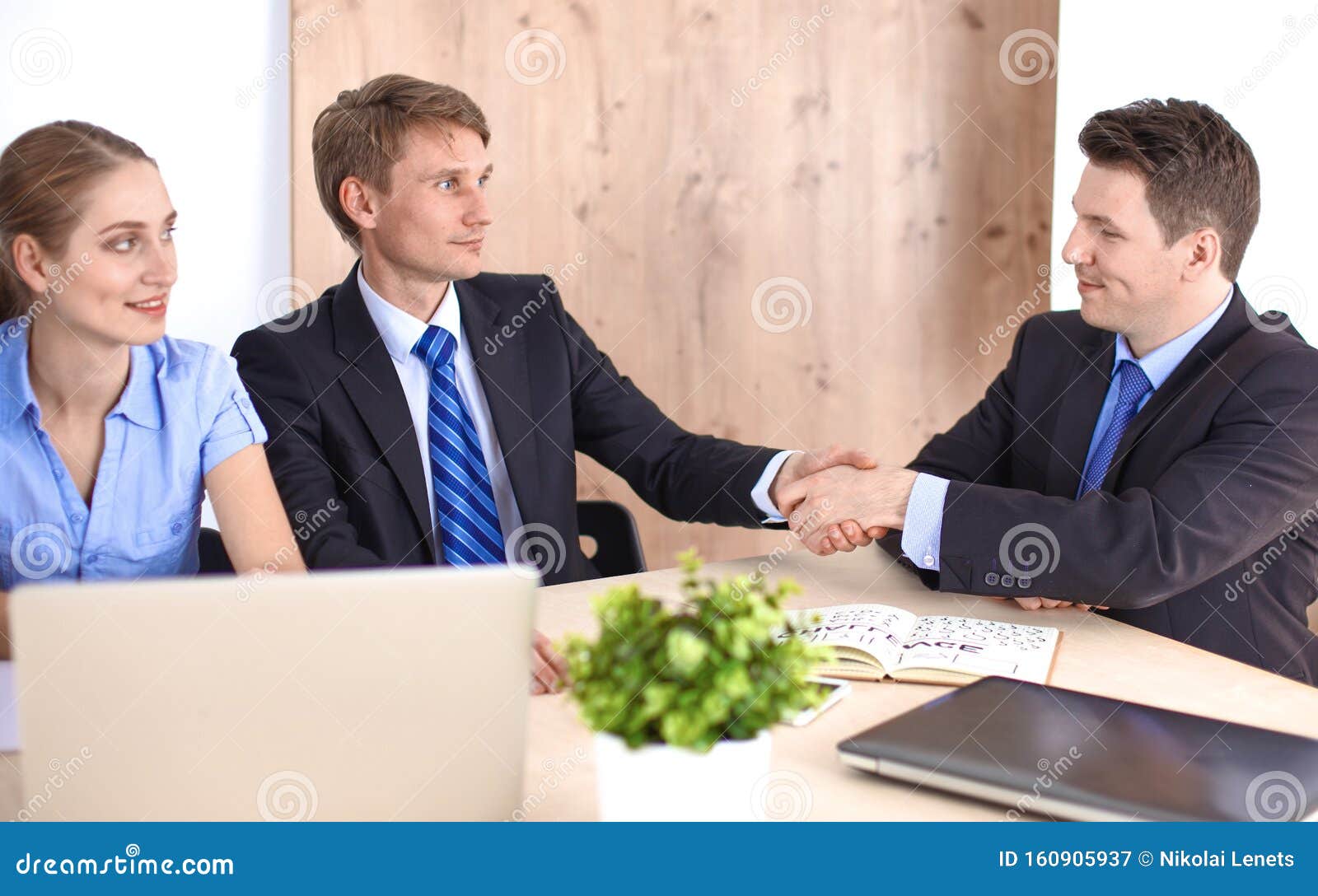 Business Meeting - Manager Discussing Work with His Colleagues Stock ...