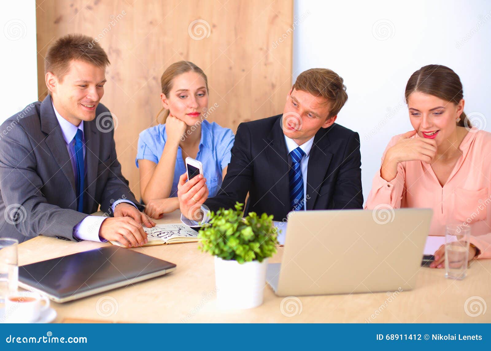Business Meeting - Manager Discussing Work with His Colleagues Stock ...