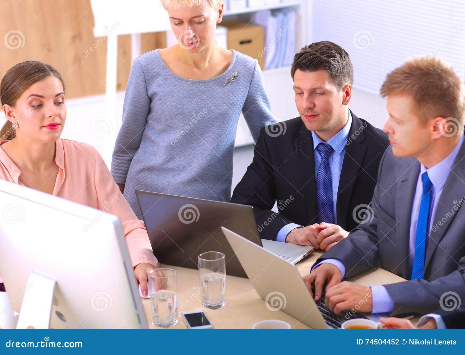 Business Meeting - Manager Discussing Work with His Colleagues Stock ...