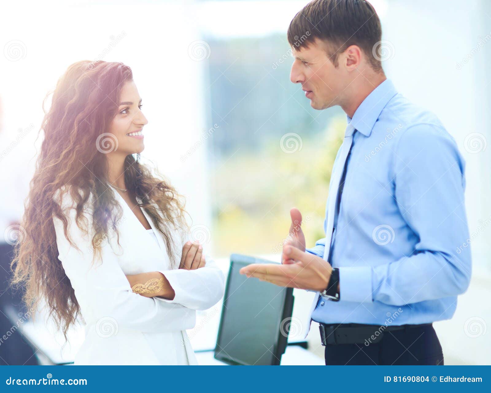 Business - Meeting in Office, Two Managers are Discussing a Docu Stock ...