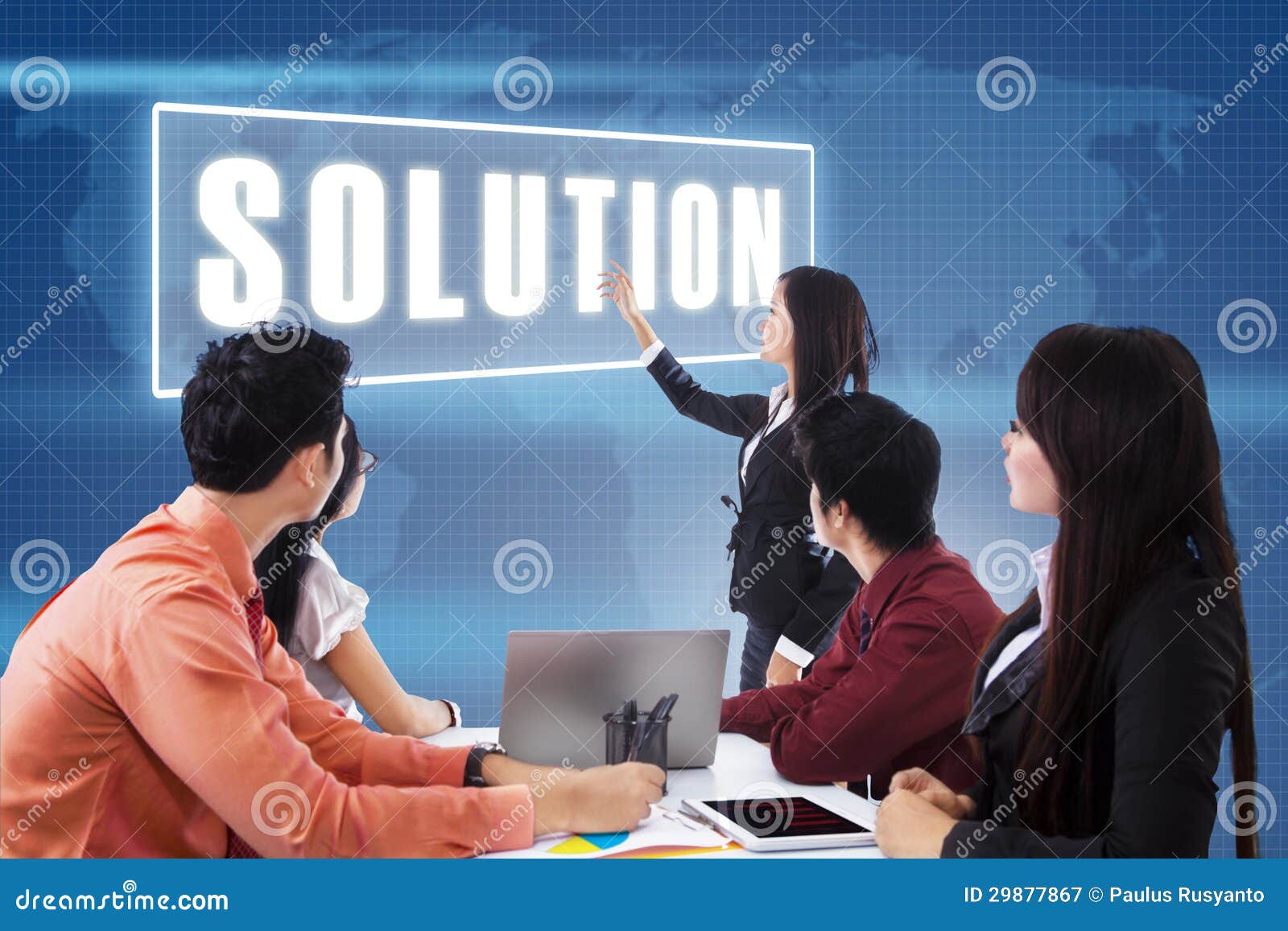 Business Meeting with Presentation a Solution Stock Image - Image of concepts, communications ...