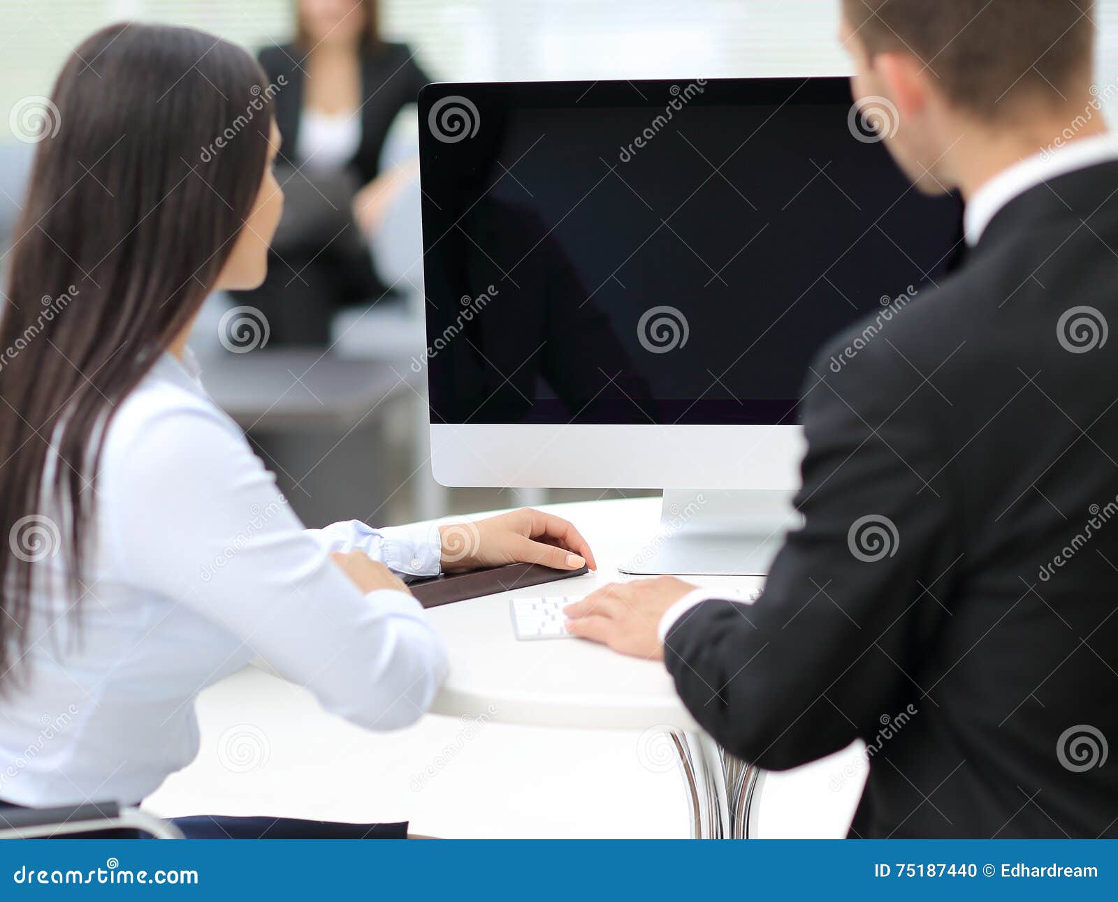 Business Meeting at the Table with Computer Stock Photo - Image of ...