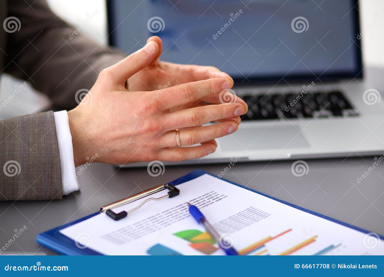 Business Meeting at the Table Shaking Hands Conclusion of the Contract ...