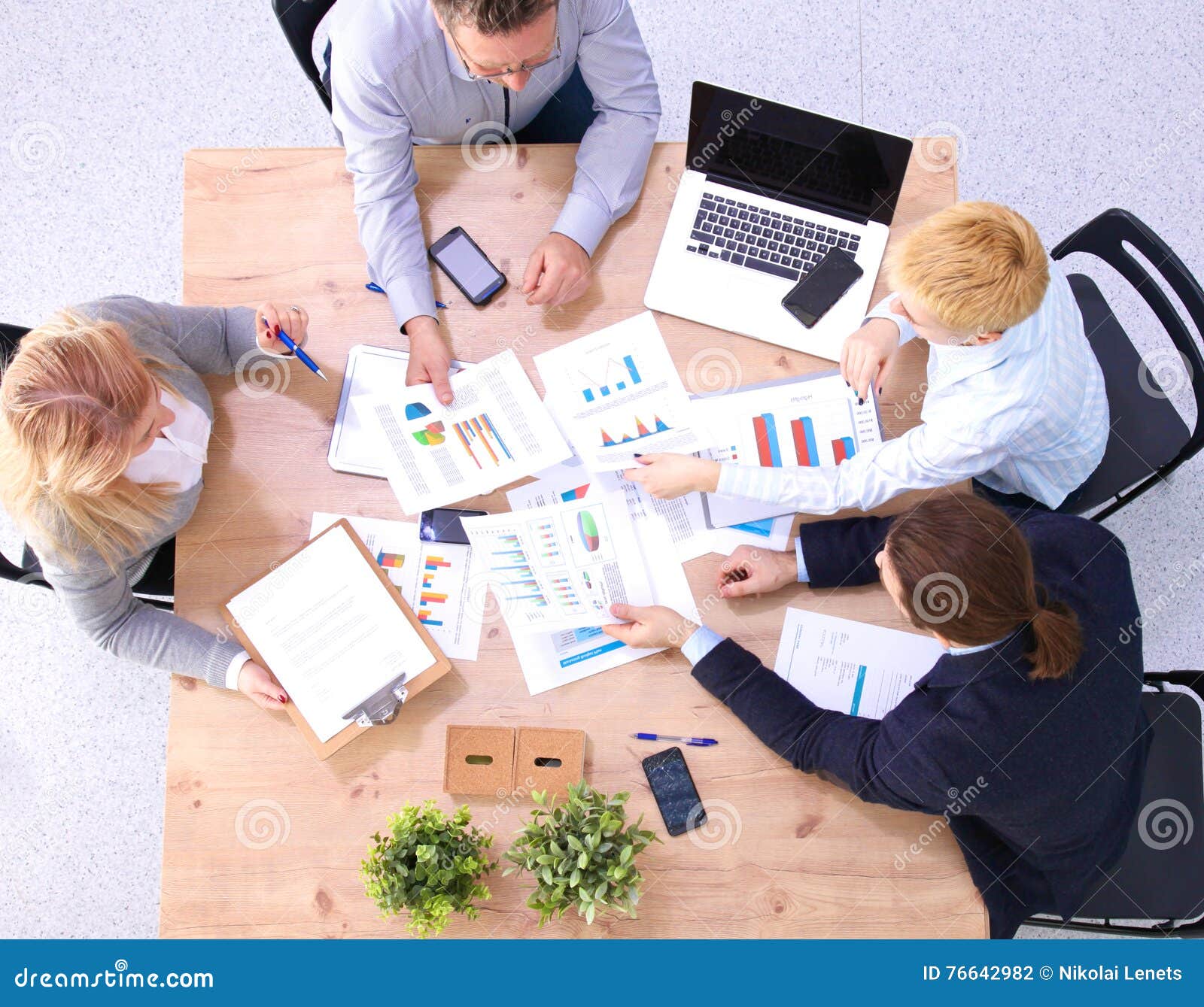 Business Meeting at the Table Top View Stock Photo - Image of ...