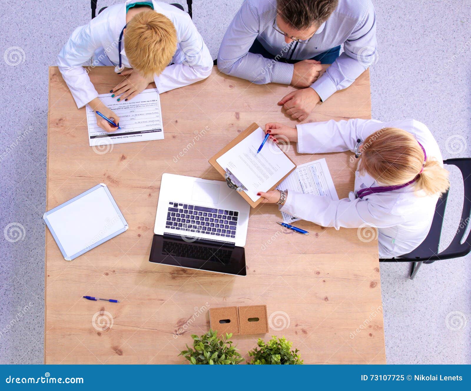 Business Meeting at the Table. View from Above Stock Image - Image of ...