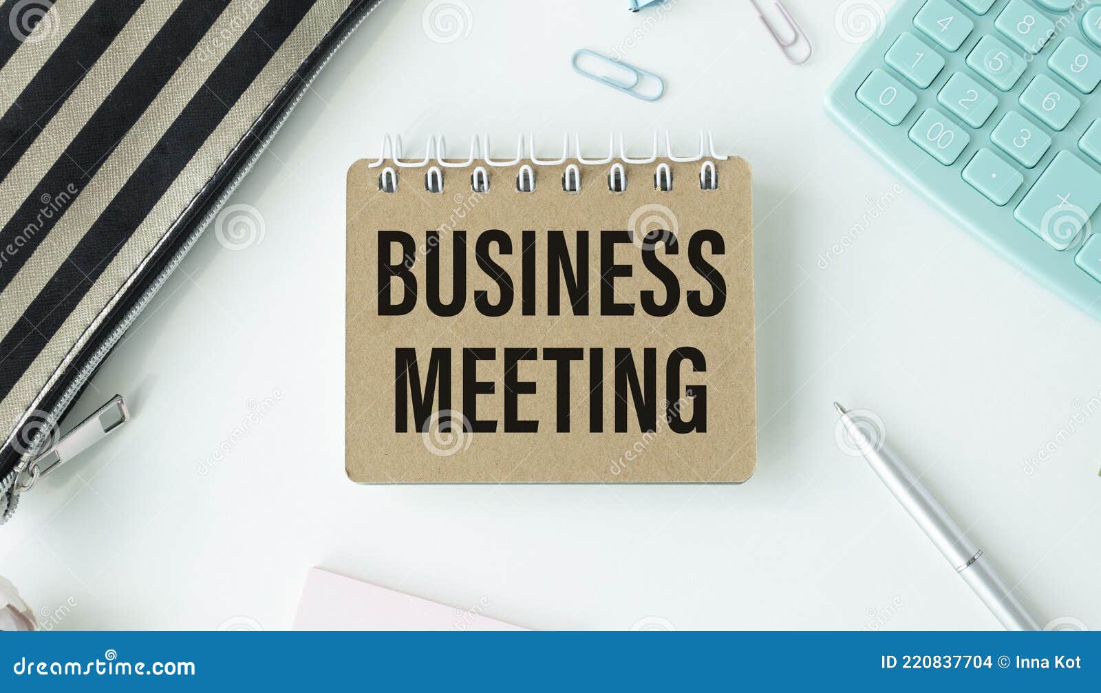 Business Meeting Text on Paper on White Stock Photo - Image of ...