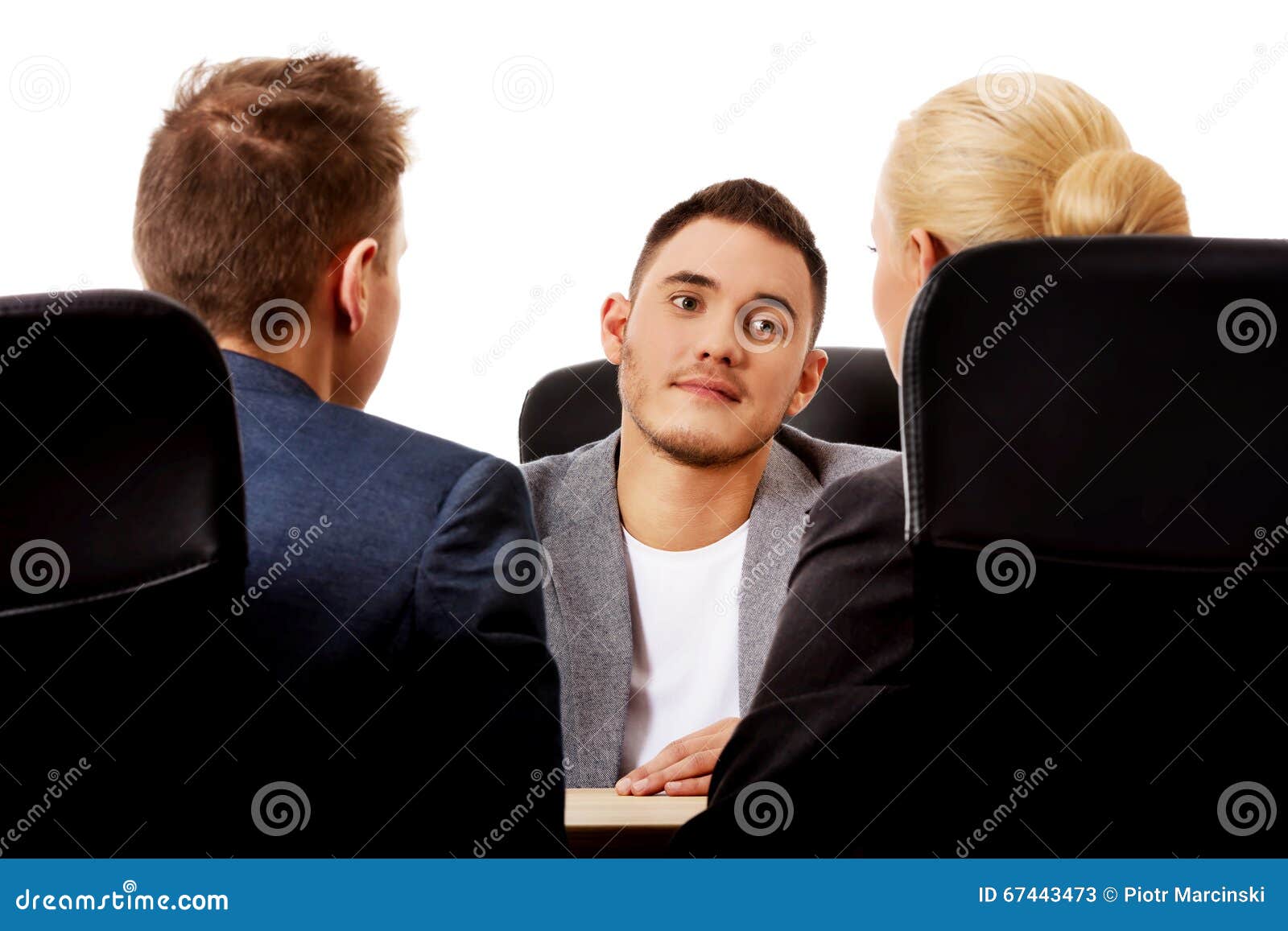 Business Meeting-three People Sitting and Talking Stock Image - Image ...