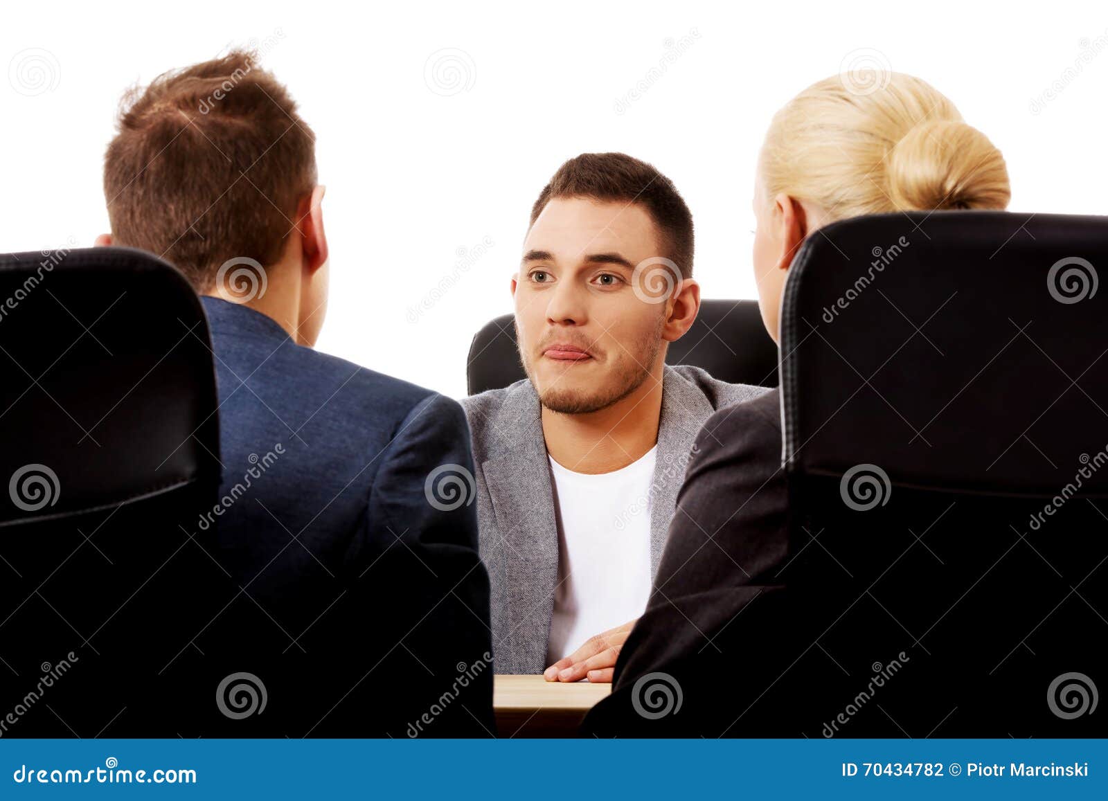 Business Meeting-three People Sitting and Talking Stock Photo - Image ...