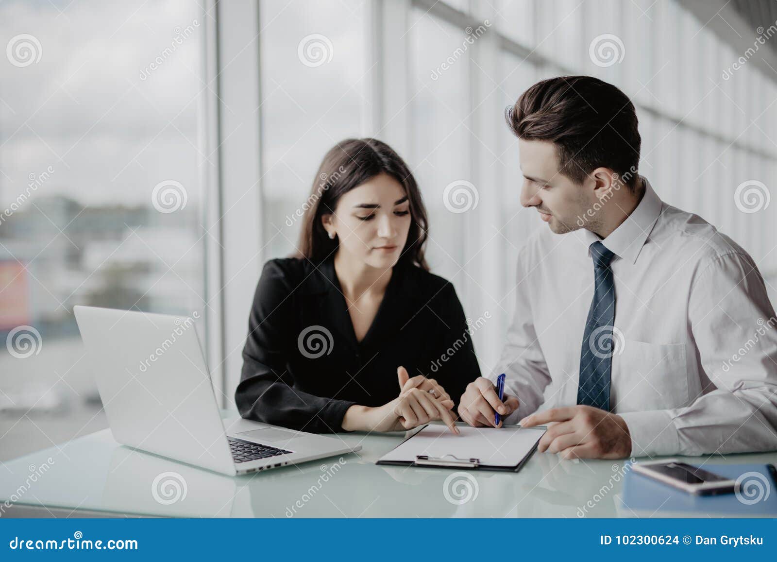 Business Meeting. Two Professionals Signing Contract. Office Work ...