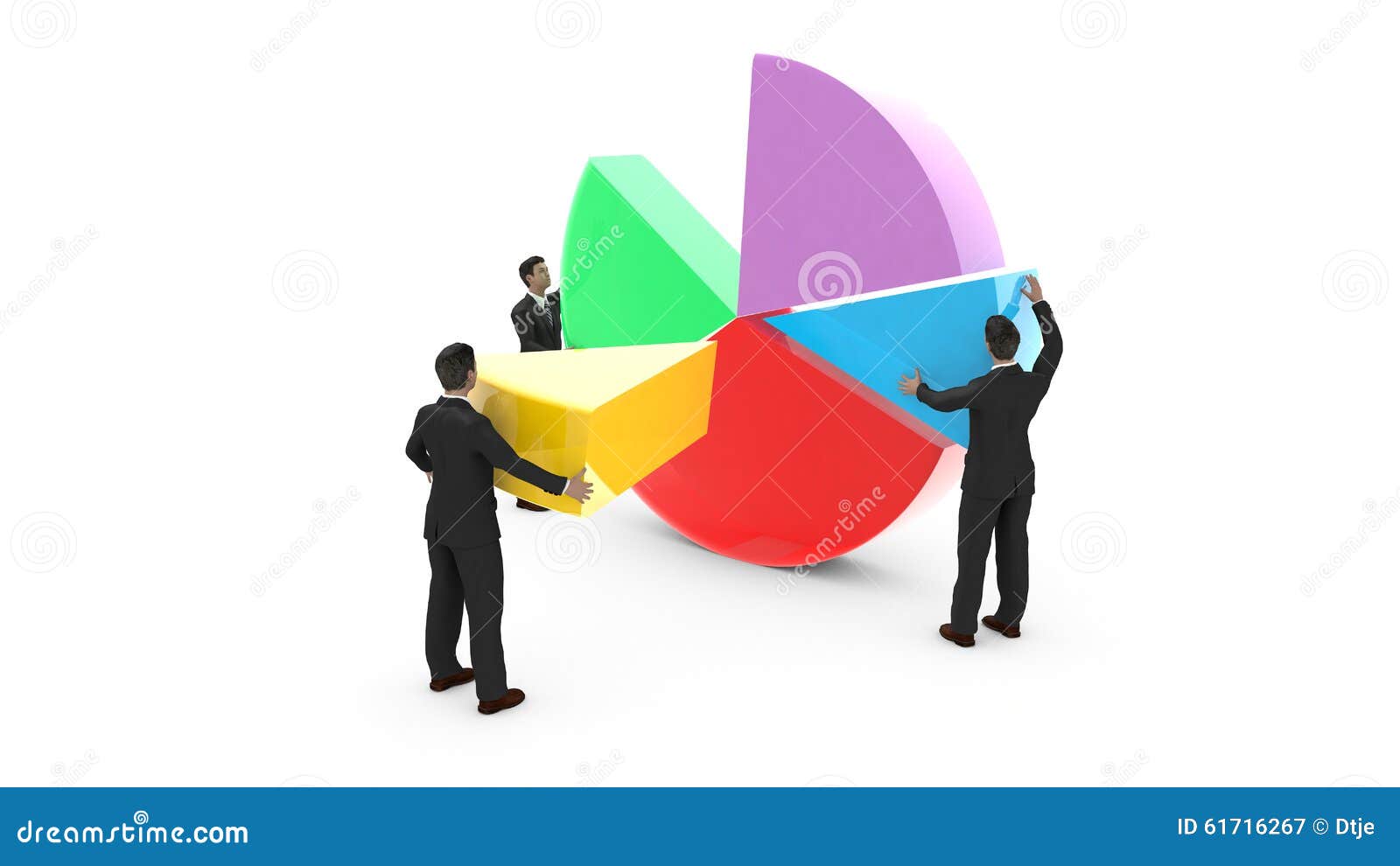 Business Men Assembling a Pie Chart Stock Illustration - Illustration ...