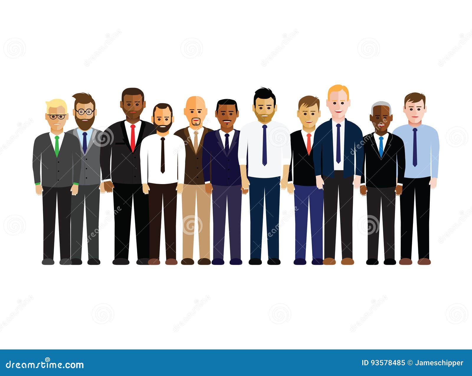 Business men in a line stock vector. Illustration of human - 93578485