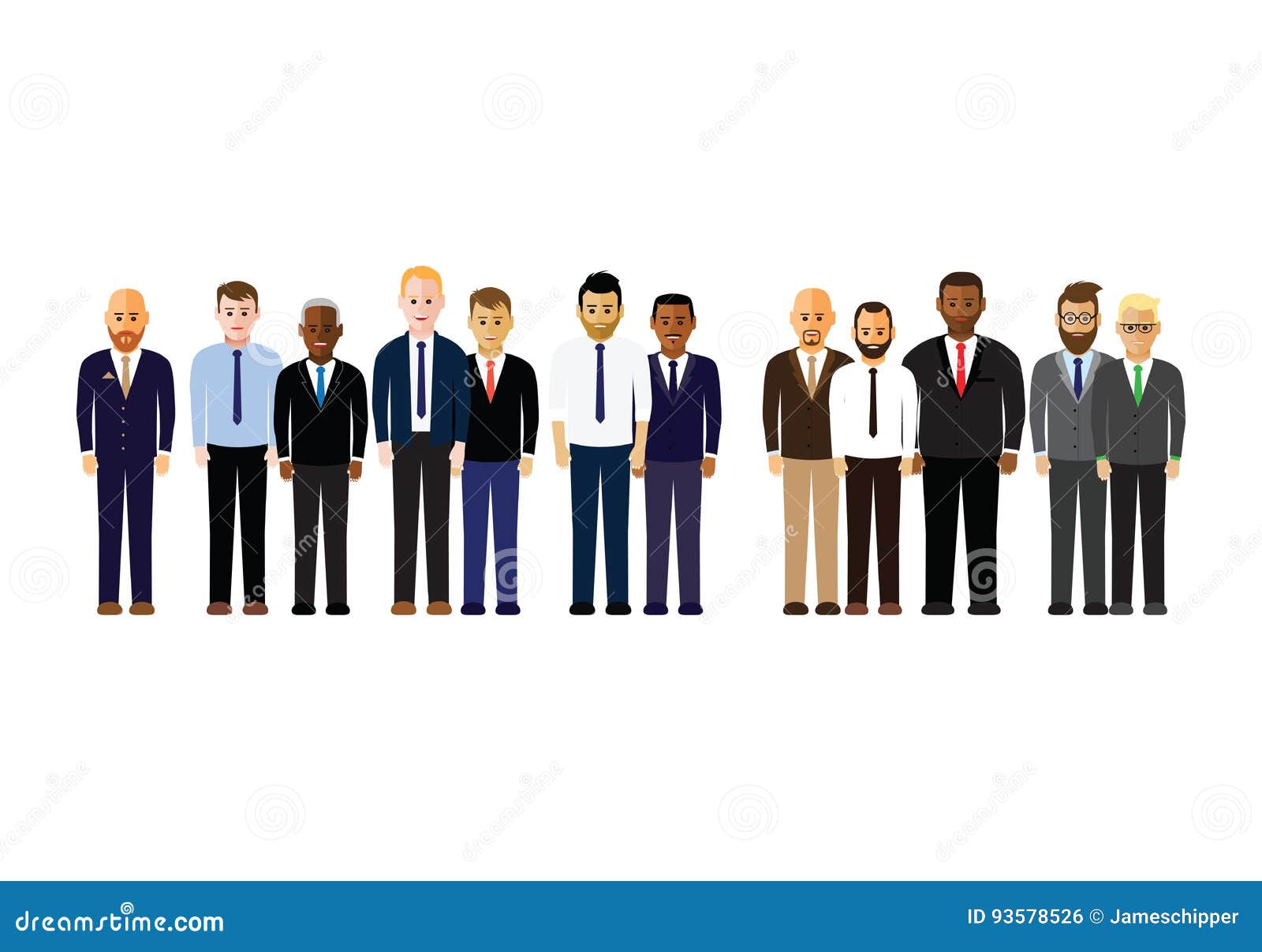 Business men in a line stock vector. Illustration of community - 93578526