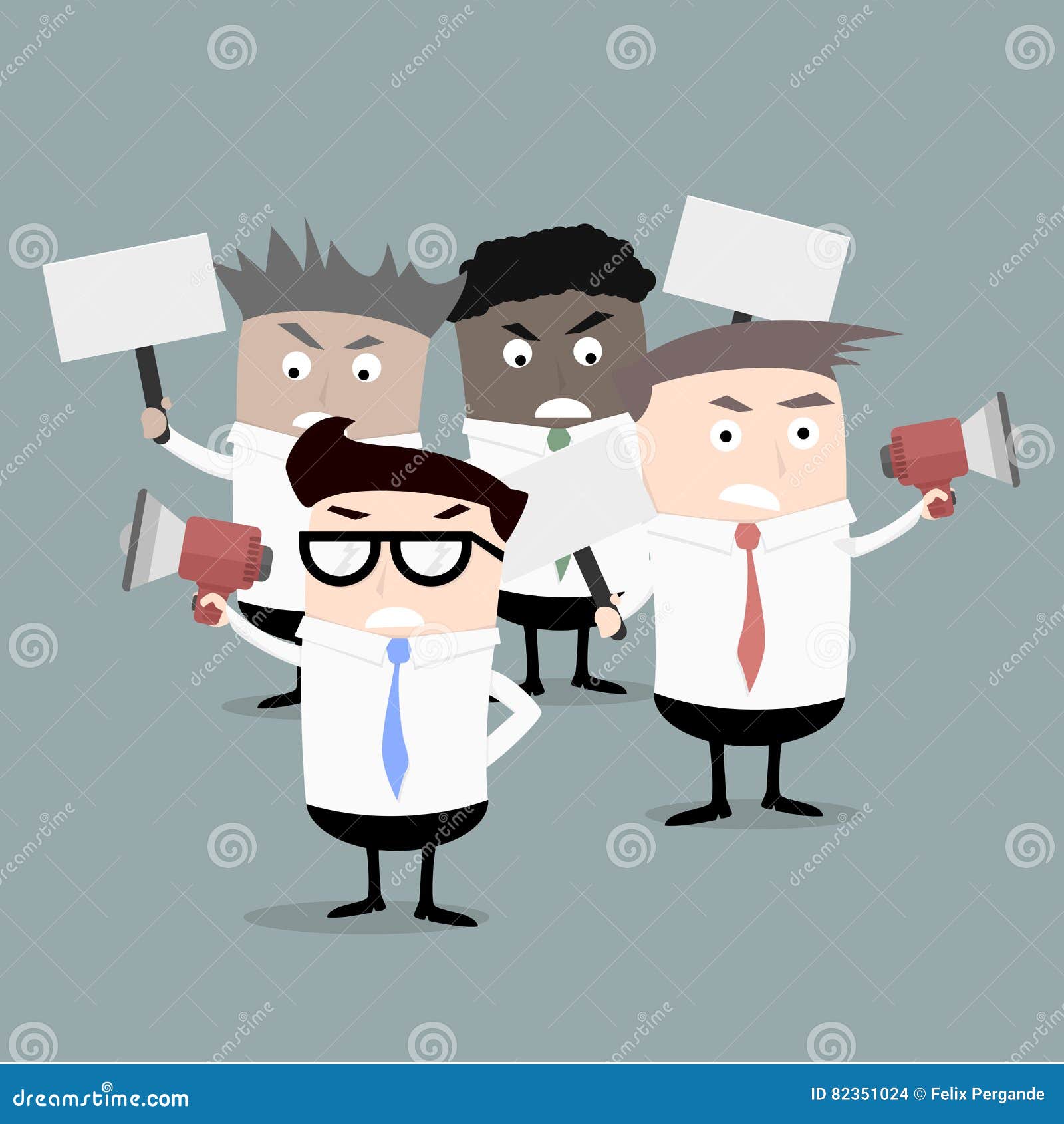 Business Men Protestors stock illustration. Illustration of conflict ...