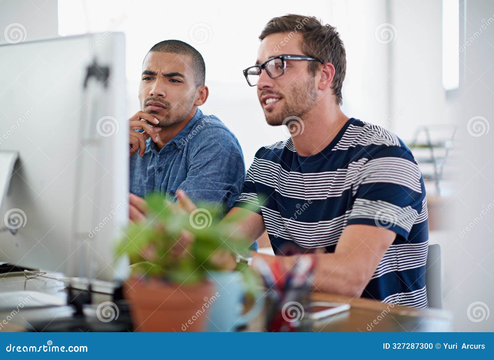 Business, Men and Reading on Computer in Office for Creative Planning ...