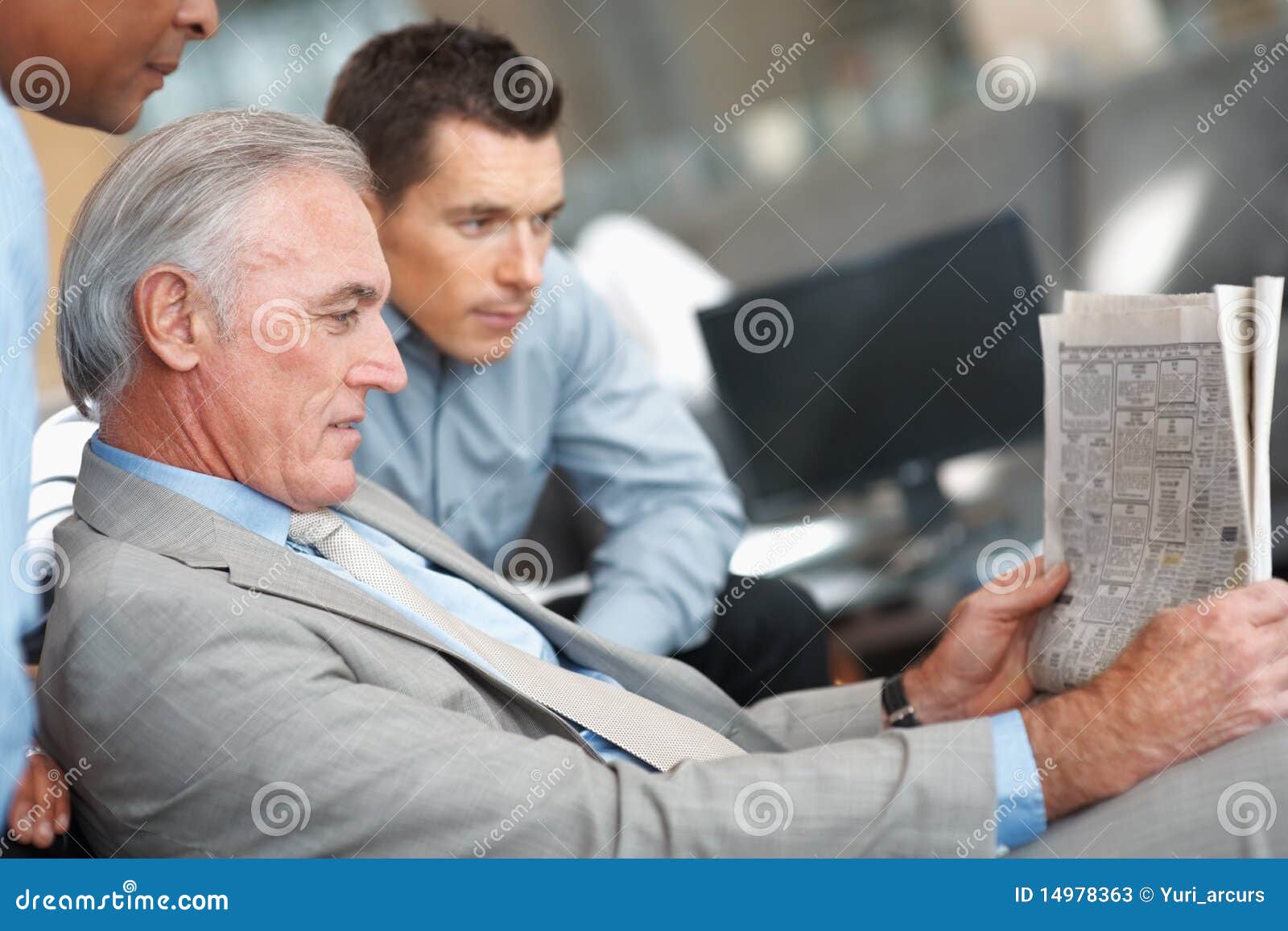 Business Men Reading the Financial Newspaper Stock Image - Image of ...