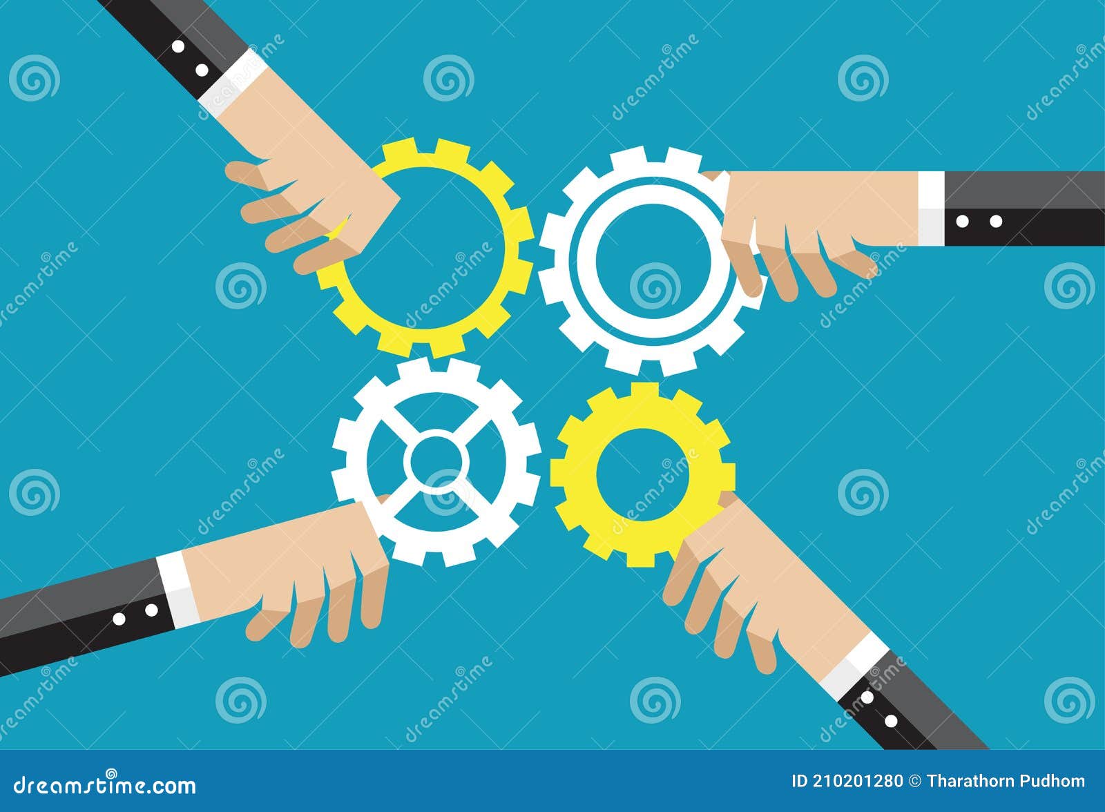 Business Men S Hands Holding Cogs Together Stock Vector - Illustration ...