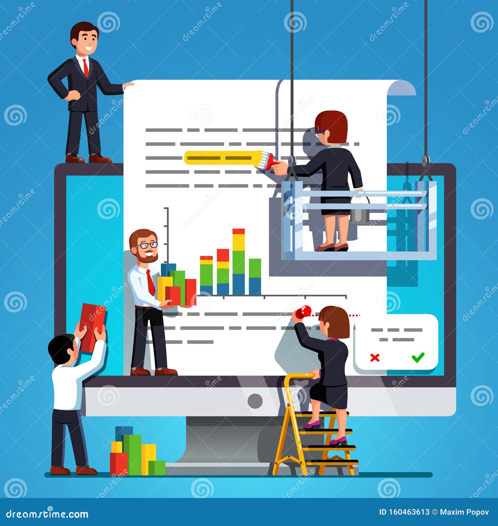 Business Men Team Working on Report Document Text Stock Vector ...