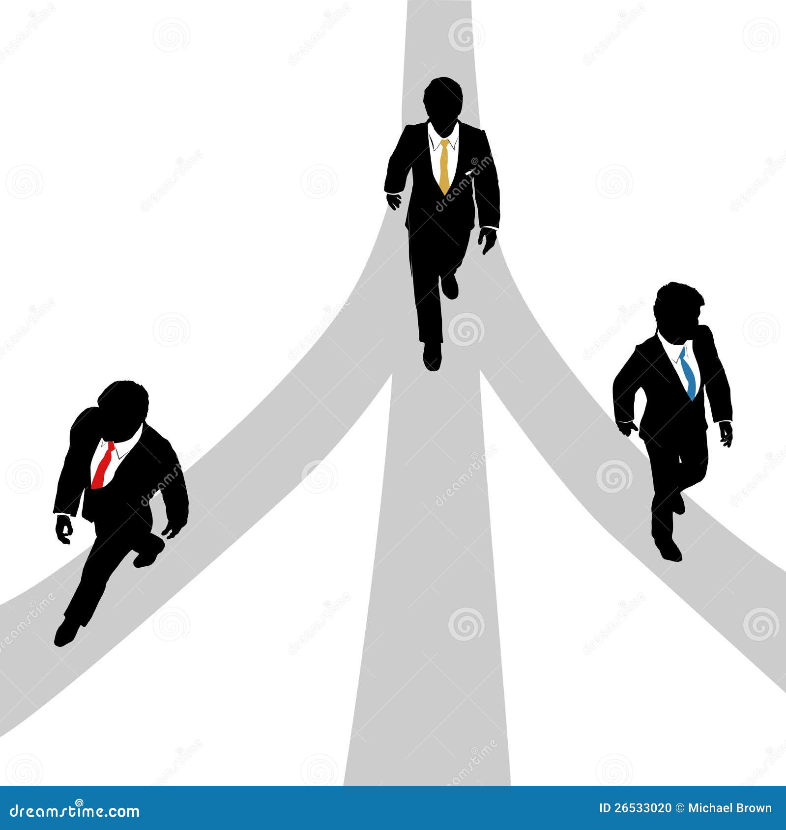 Business Men Walk Diverge on 3 Paths Stock Vector - Illustration of ...