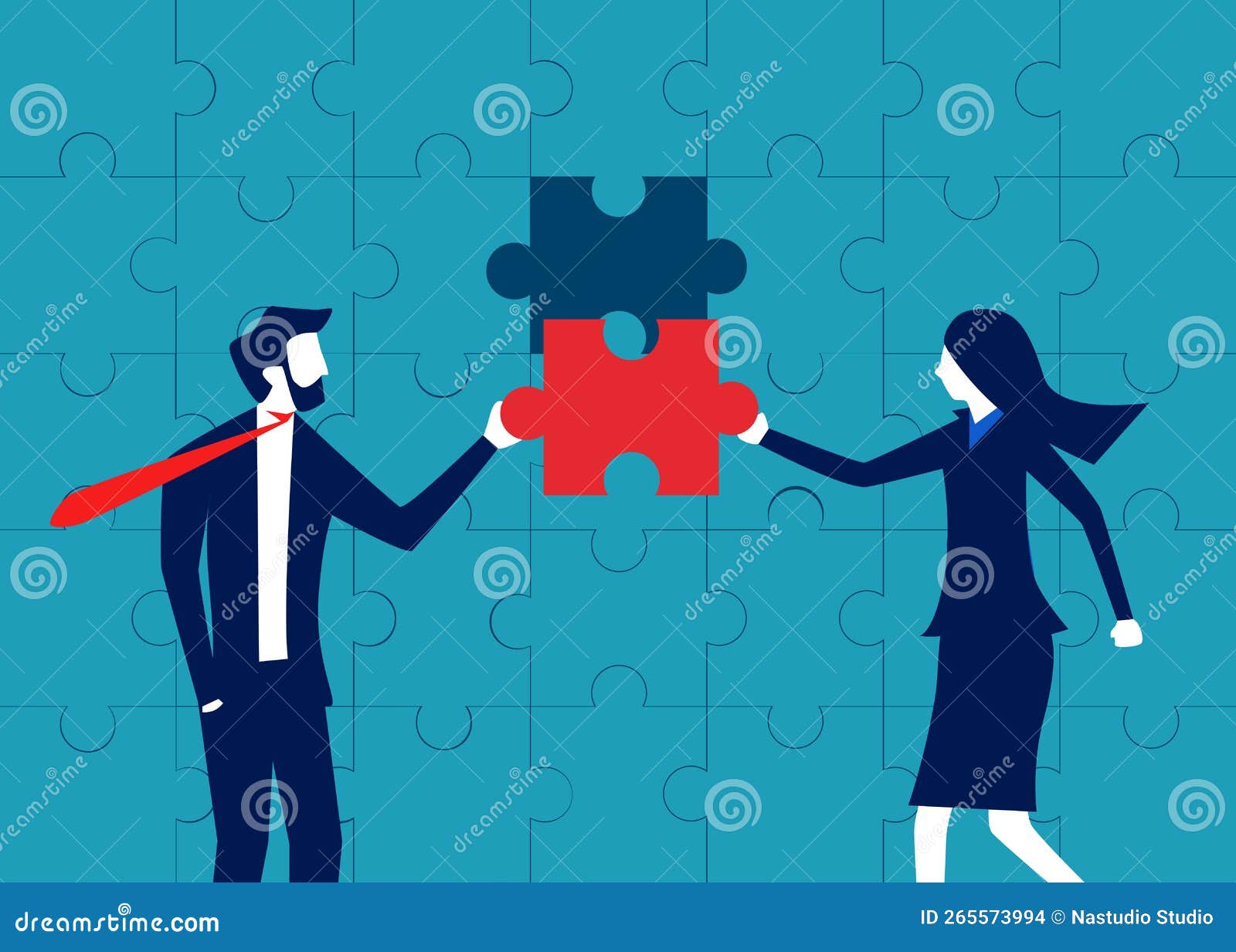 Business Men and Women Join Hands To Connect Puzzle Elements. Symbol of ...