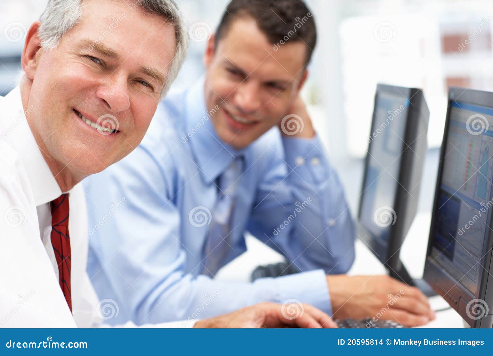Business Men Working Together on Computer Stock Photo - Image of dress ...