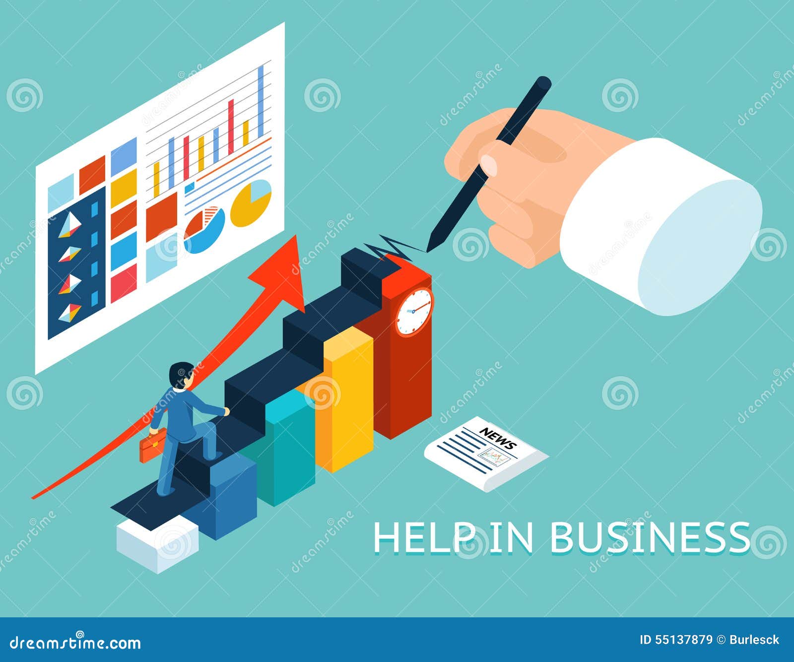 Business Mentor Help Partner. Isometric 3d Vector Stock Vector ...