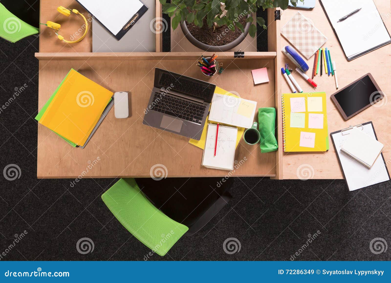 Business Mess on Working Table in Office Stock Image - Image of ...