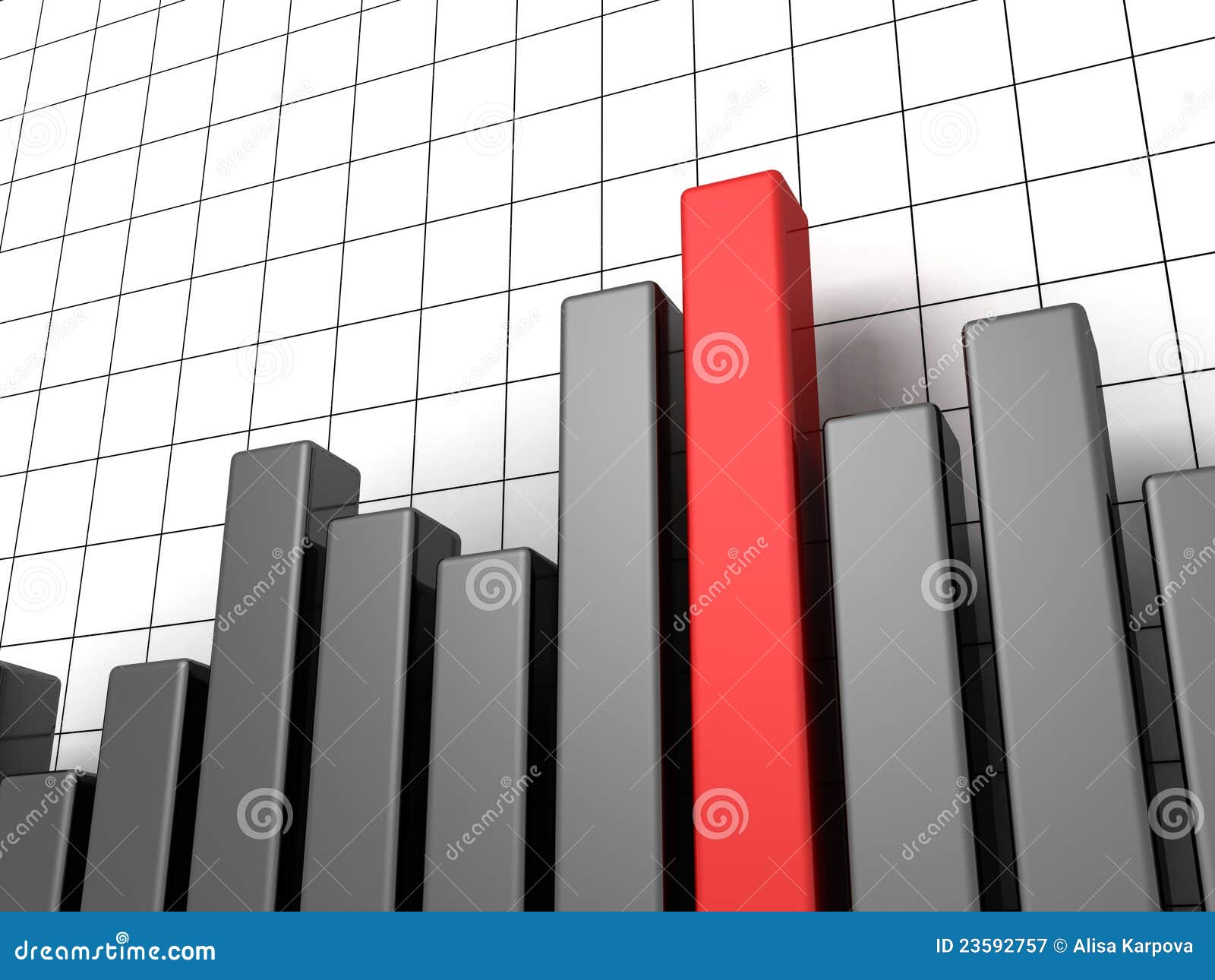 Business Metallic Dark Graph with One Red Column Stock Illustration ...