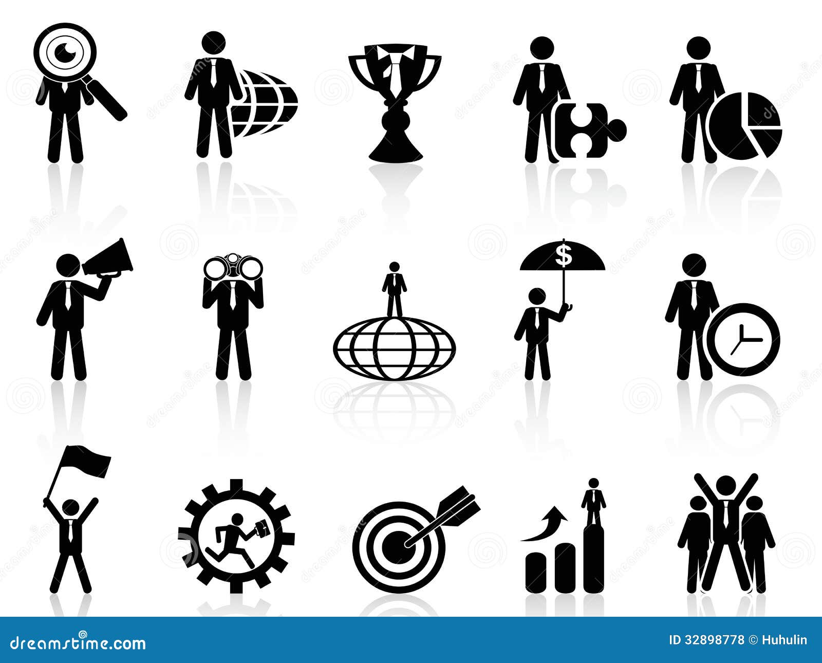 Business Metaphor Icons Set Stock Vector - Illustration of building ...