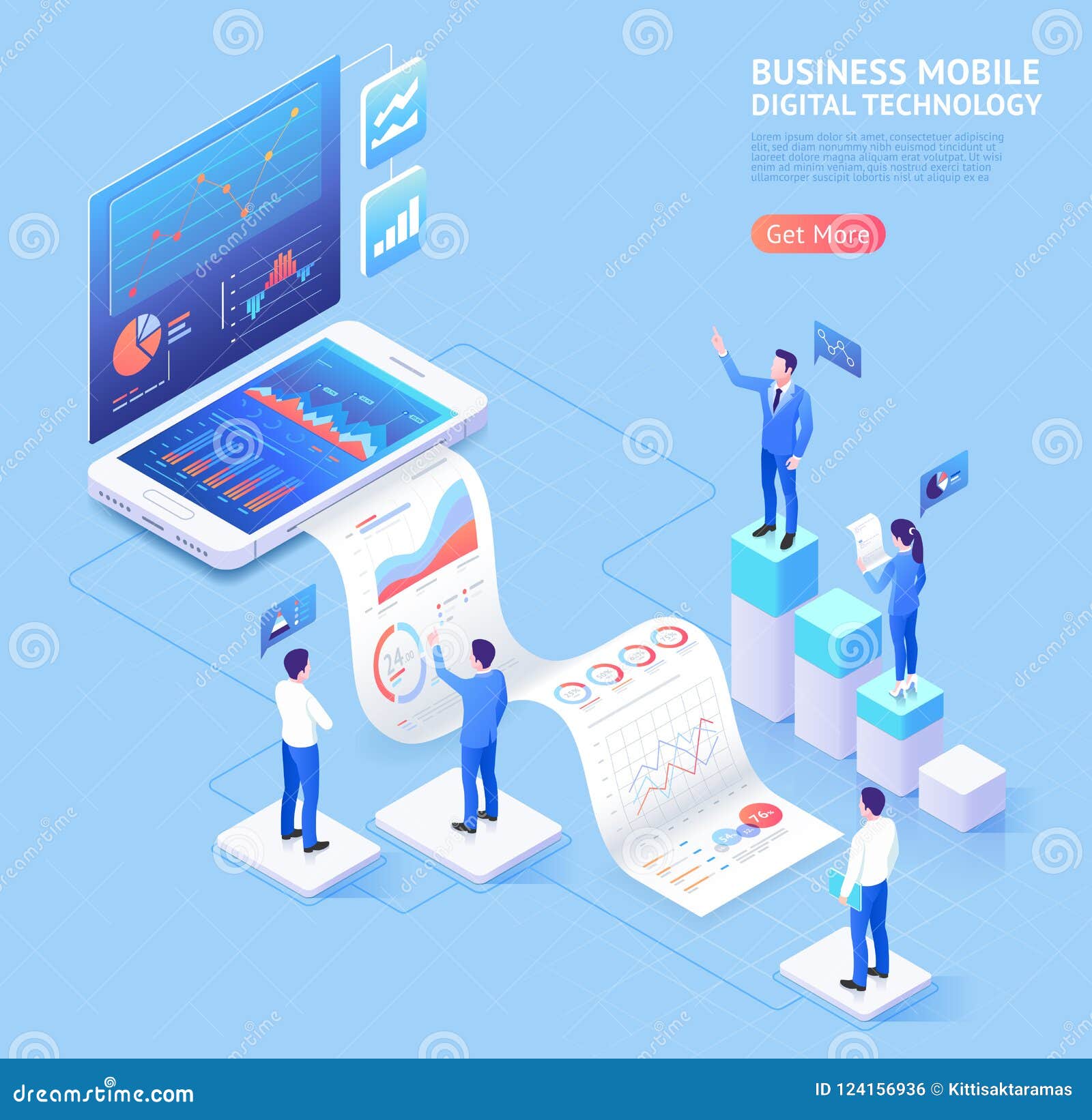 Business Mobile Application Isometric Illustrations. Stock Vector ...