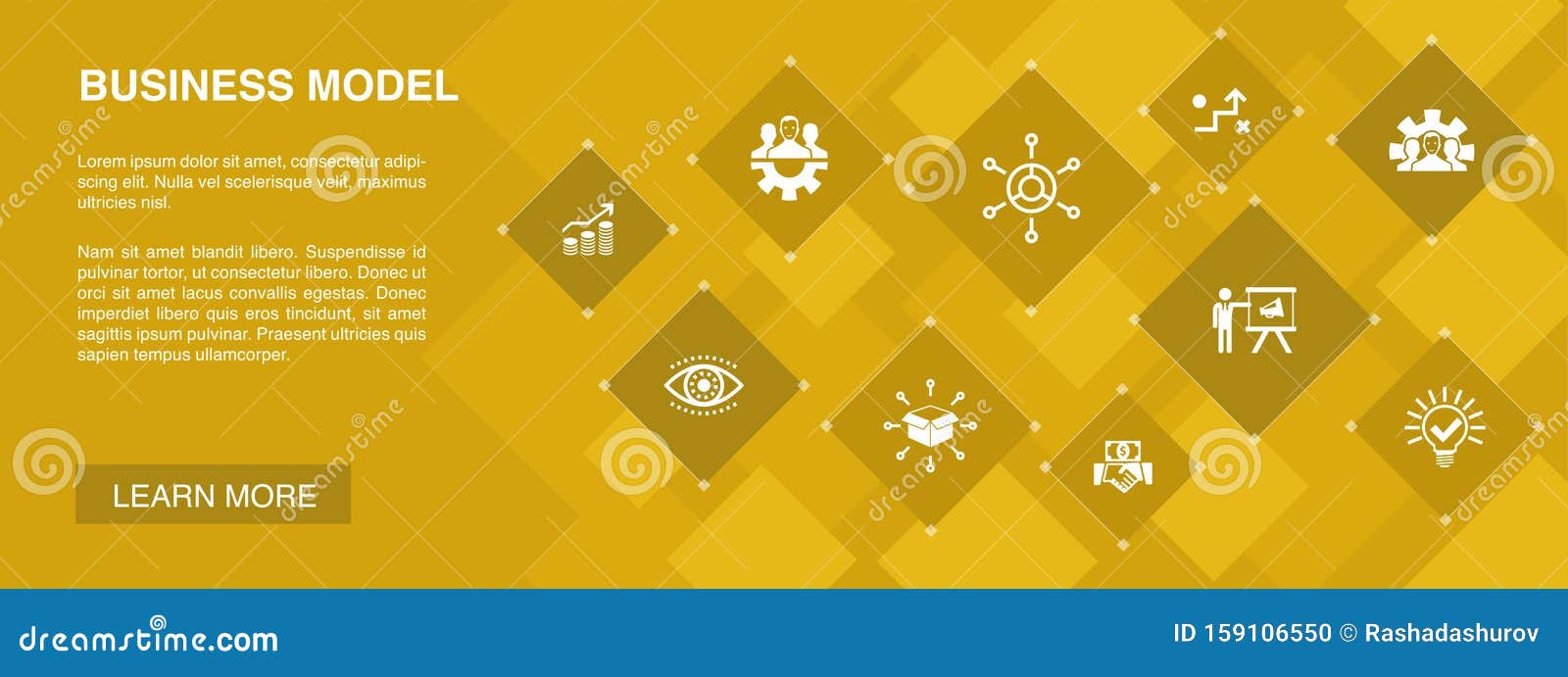 Business Model Banner 10 Icons Concept Stock Vector - Illustration of ...