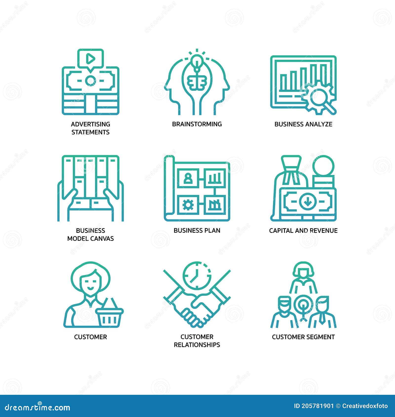 Business Model Canvas Icons Set Stock Vector - Illustration of ...