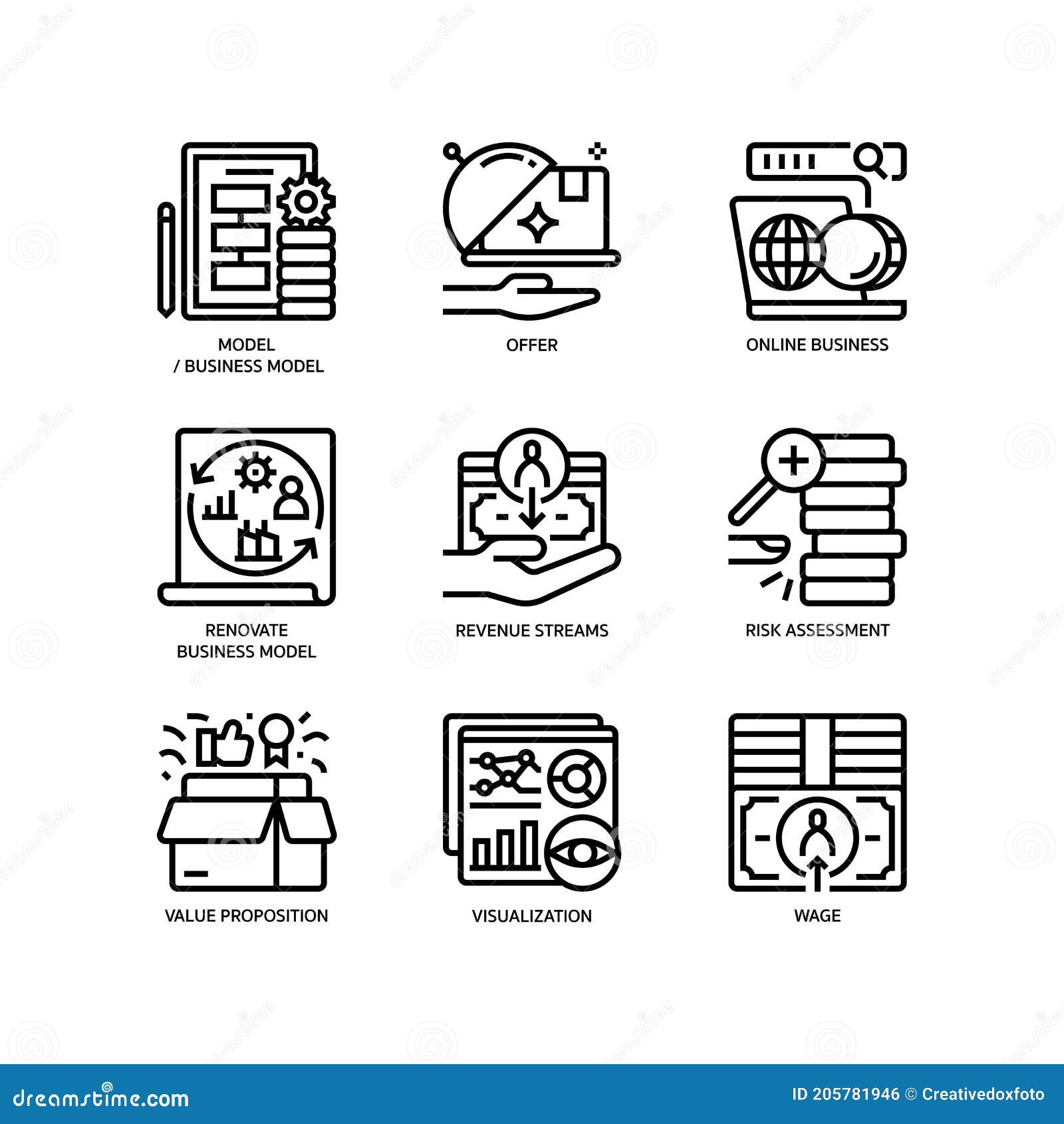 Business Model Canvas Icons Set Stock Vector - Illustration of ...