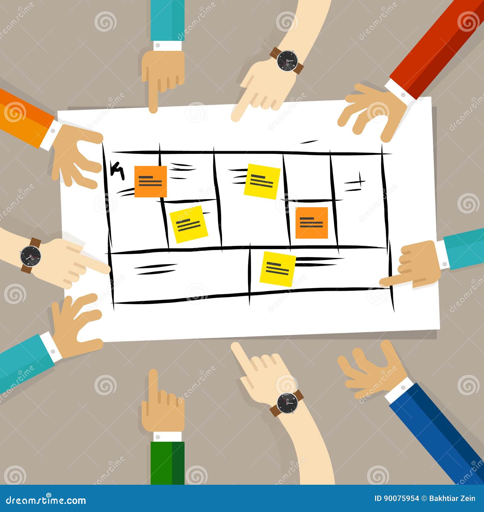 Business Model Framework. Team Discuss Plan For Developing Company For ...