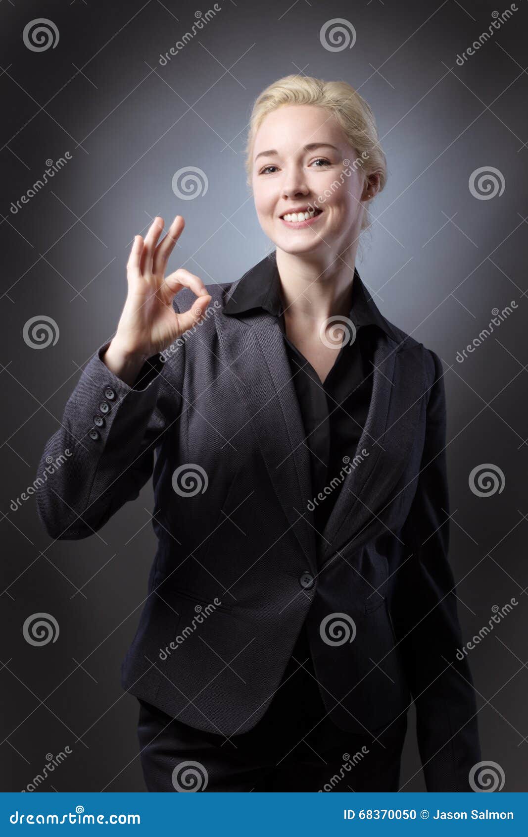 Business Model Making Ok Gesture Stock Photo - Image of okay, woman ...