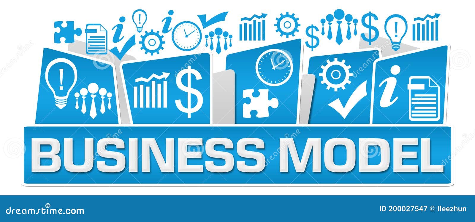 Business Model Business Symbols on Top Blue Stock Illustration ...