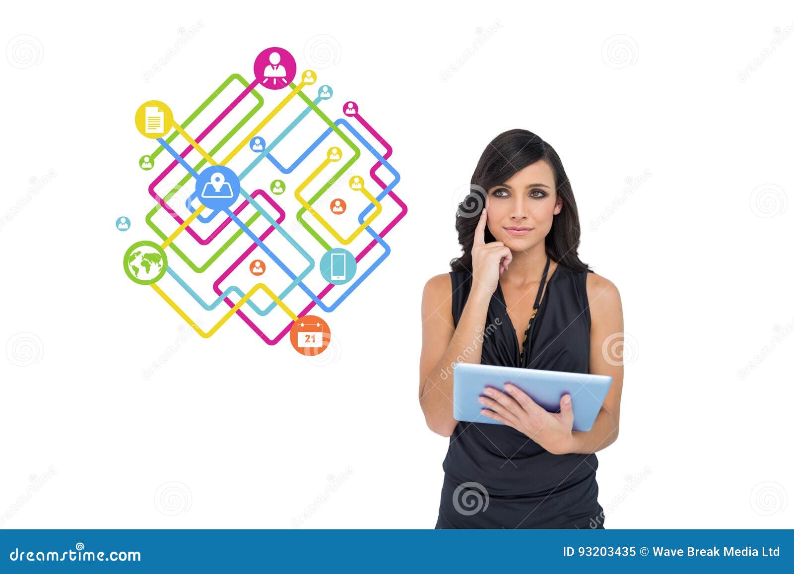 Business Model is Thinking and Holding a Tablet Computer Against ...