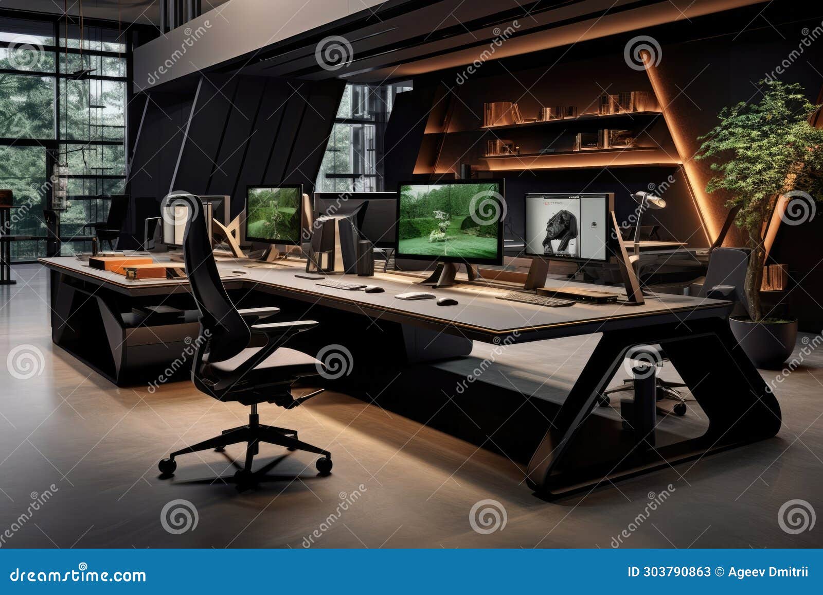 Business Modern Office Computer Work Stock Illustration - Illustration ...