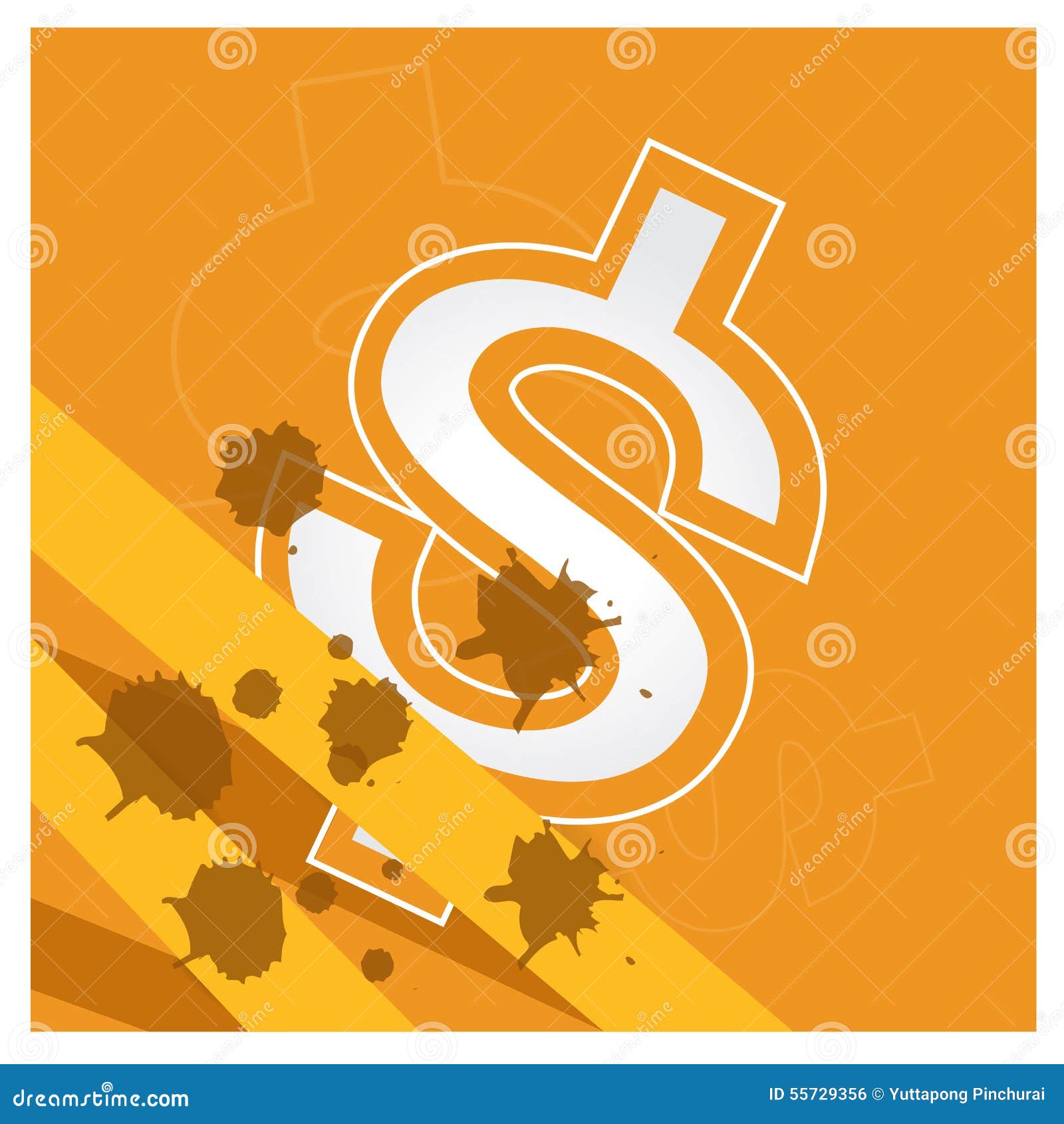 Business Money Dollar Vector Set Orange Background Stock Vector ...