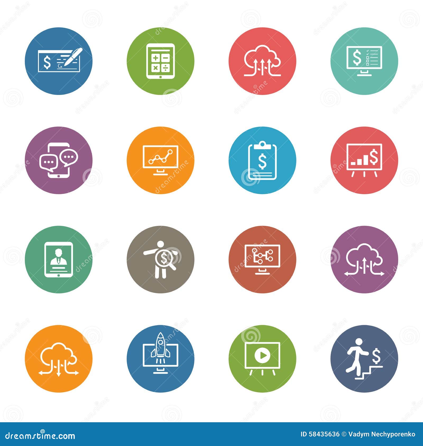 Business & Money Icons Set. Flat Design Stock Vector - Illustration of ...