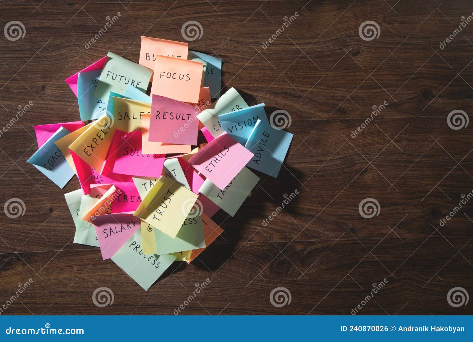 Business and Motivational Words on Sticky Notes Stock Photo - Image of ...