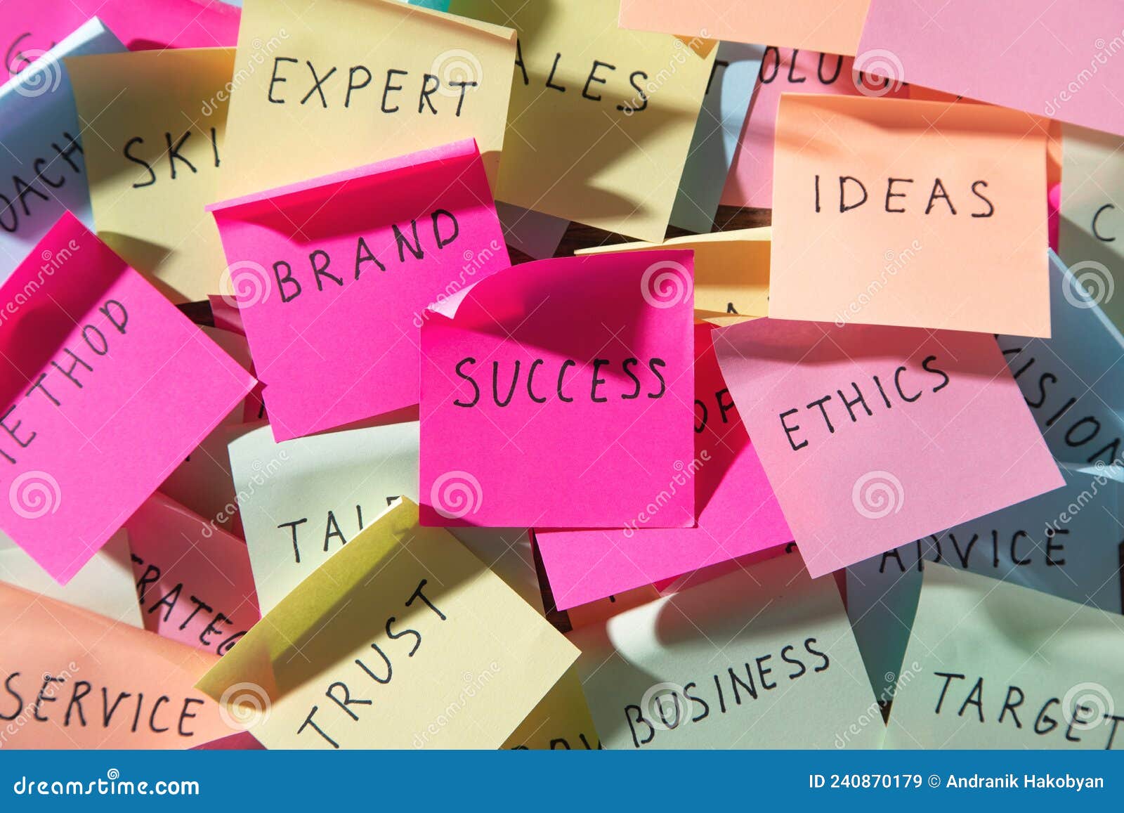 Business and Motivational Words on Sticky Notes Stock Image - Image of ...