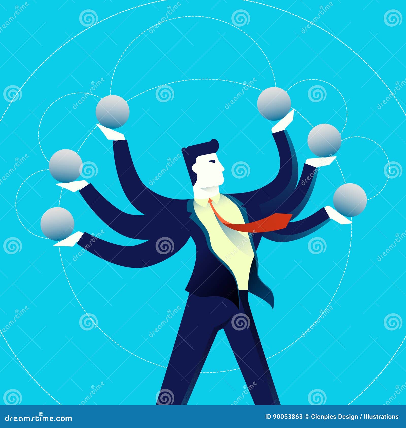 Business Multitasking Man Concept Illustration Stock Vector ...