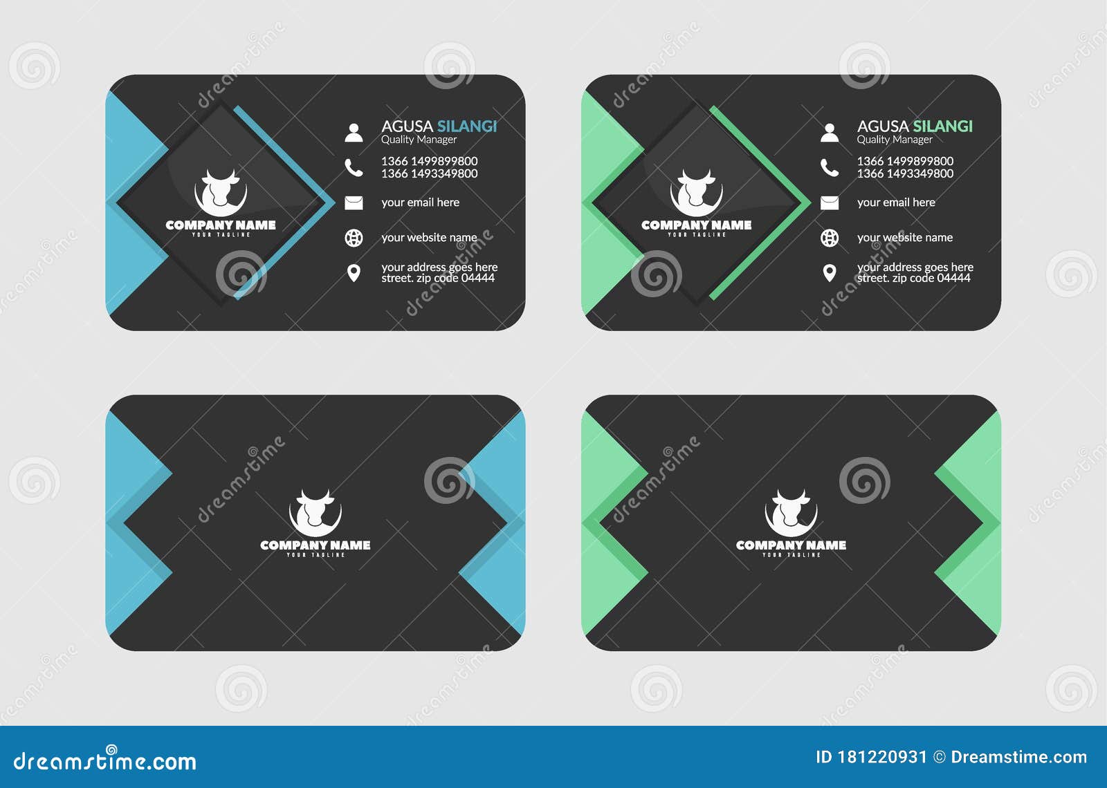 Business Name Card with Flat Style and Minimalist Stock Vector ...
