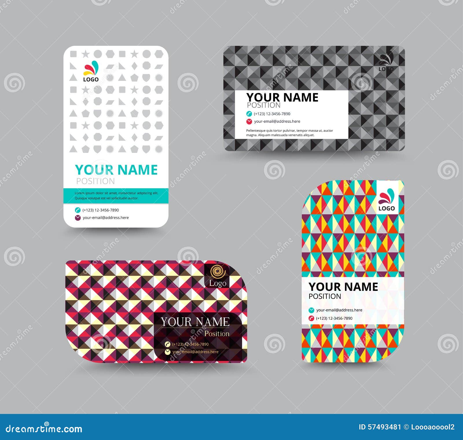 Business Name Card Templates RGB CMYK Format Cartoon Vector ...