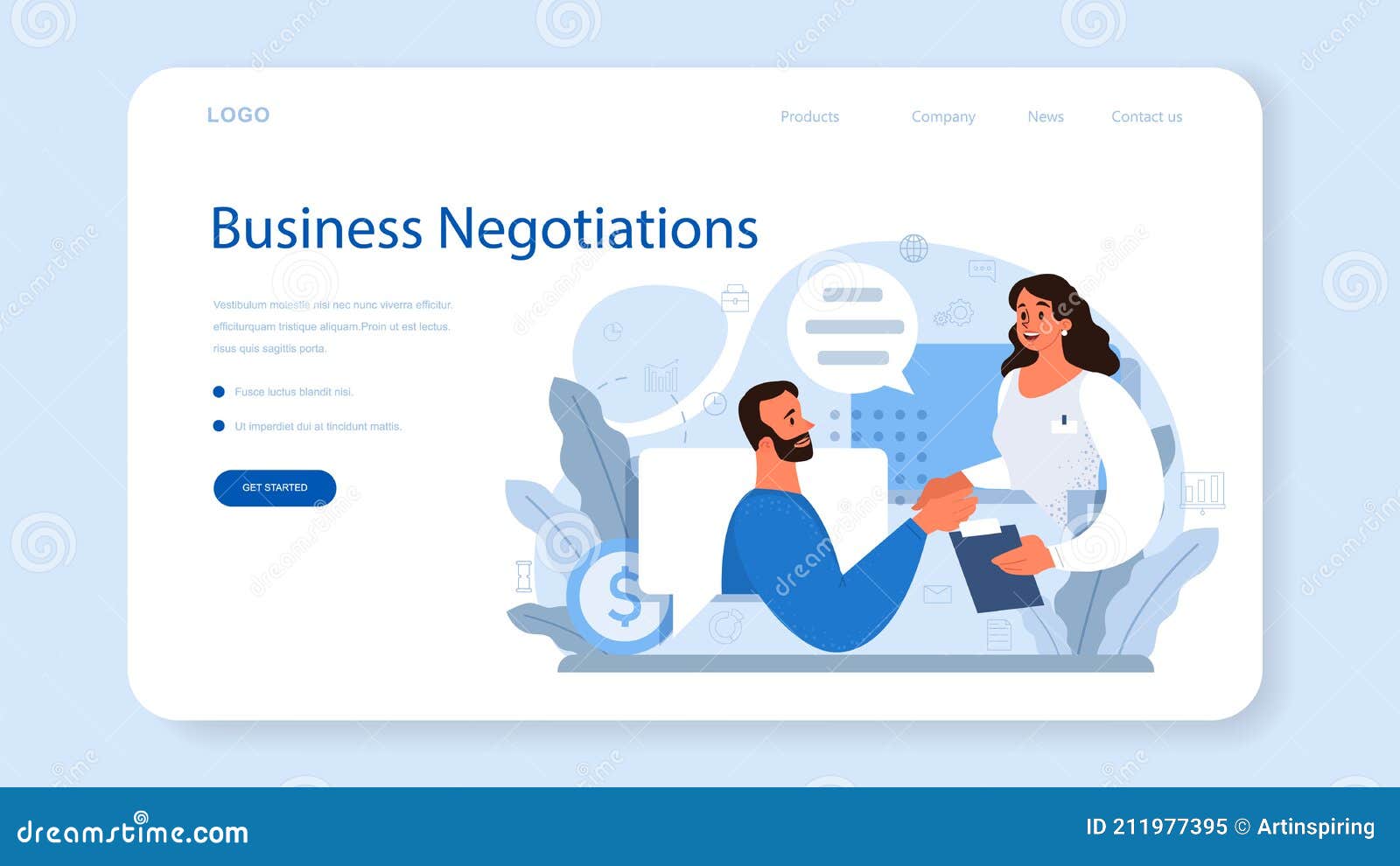 Business Negotiations Web Banner or Landing Page. Business Planning ...